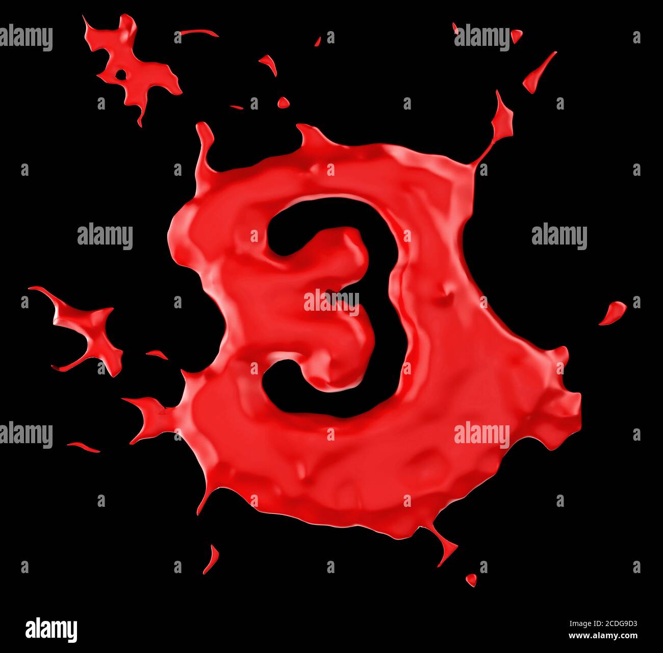 Red blob 3 figure over black background Stock Photo - Alamy
