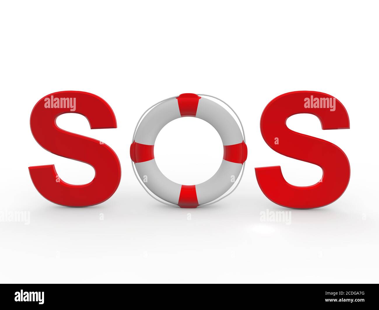 3D rendering of the SOS inscription isolated on a white background ...