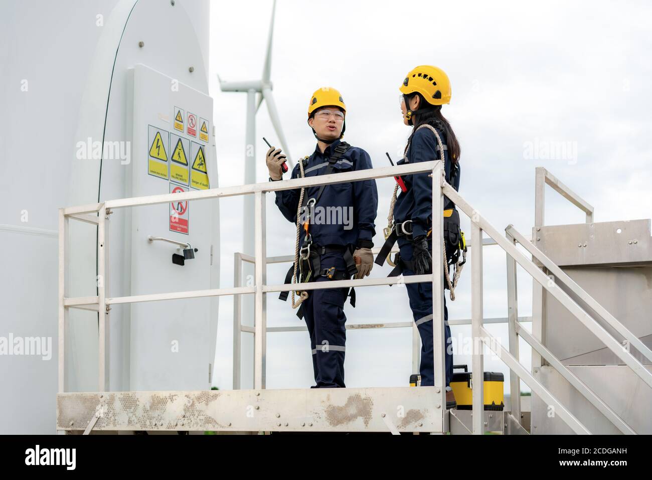 Asian man and woman Inspection engineers preparing and progress check ...