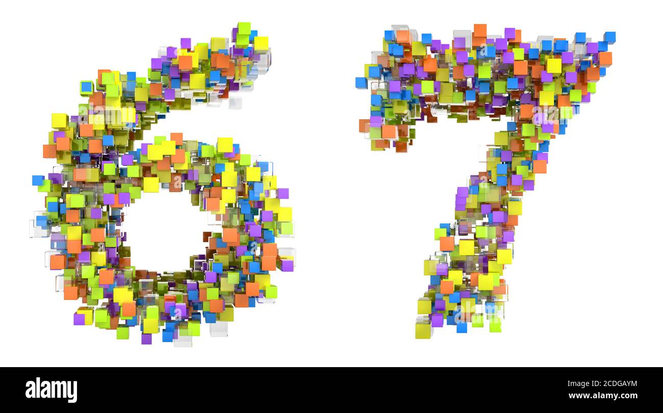 Abstract cubic font 6 and 7 figures Stock Photo - Alamy