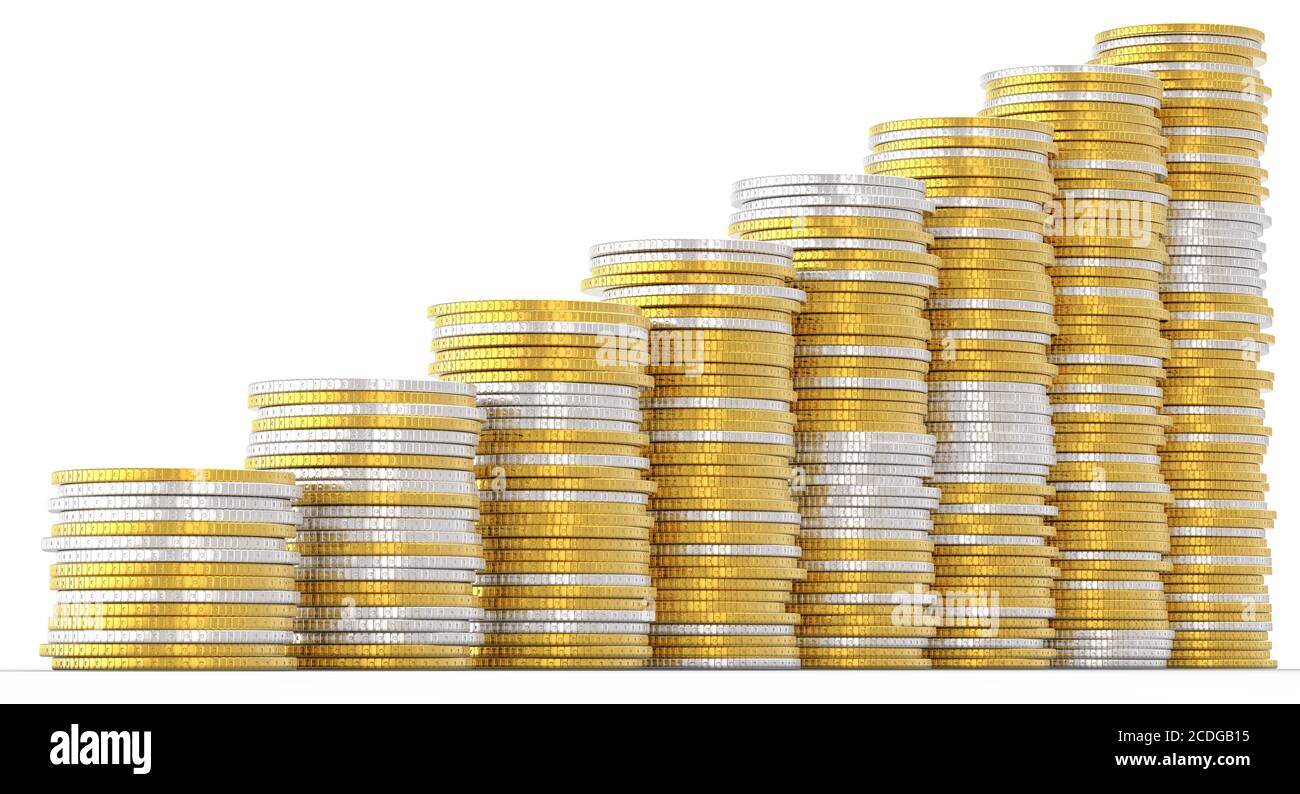 Progress and success: golden and silver coins Stock Photo - Alamy