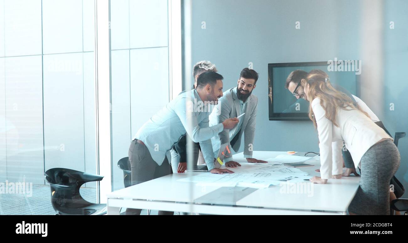 Perspective businesspeople having meeting in conference room Stock ...