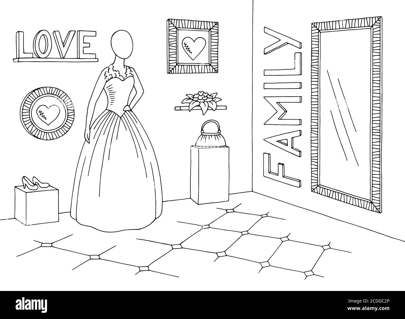 Gown flat sketch Stock Vector Images - Alamy