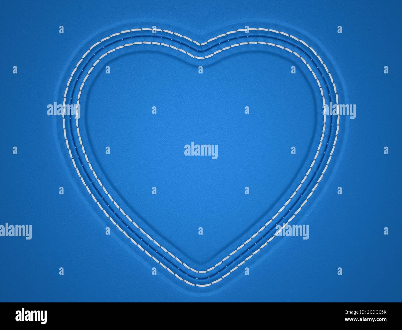 Blue stitched heart shape on leather background Stock Photo - Alamy