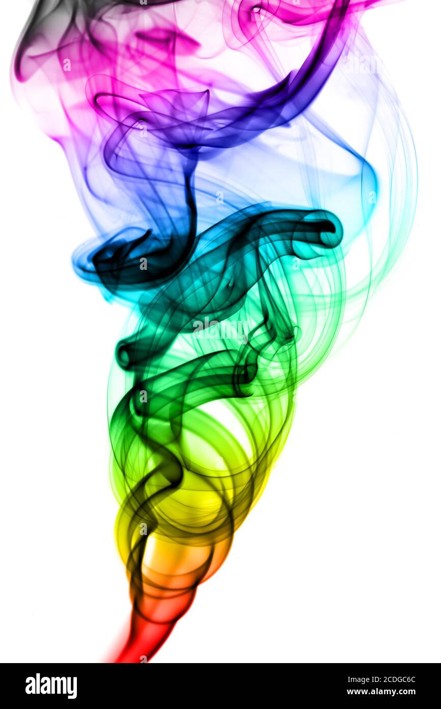 Abstract colorful smoke patterns on white Stock Photo - Alamy