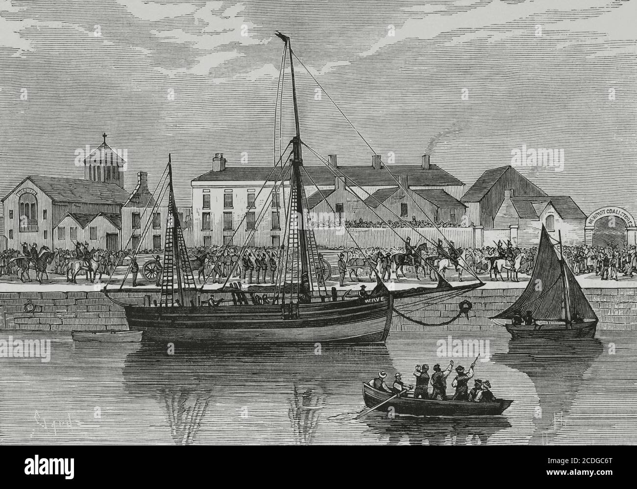 Ireland, Cork. Police protecting the discharging cargo of the ship ...