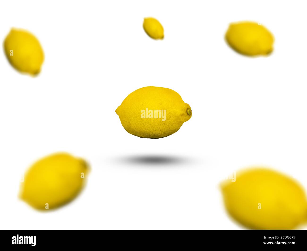 3d lemon flying on white background with vibrant lemons moving out of ...