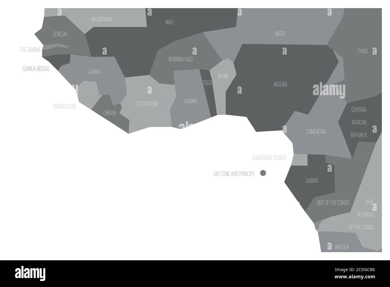 Countries of Guinea Gulf - Western Africa. Simplified and schematic ...