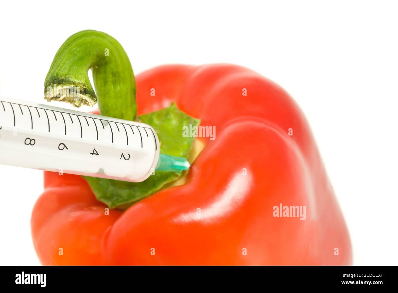 Genetically modified products - pepper and syringe Stock Photo - Alamy