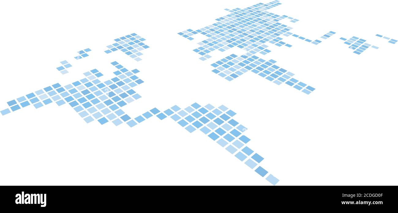 Pixelized map of World. Side perspective. Black vector map Stock Vector ...