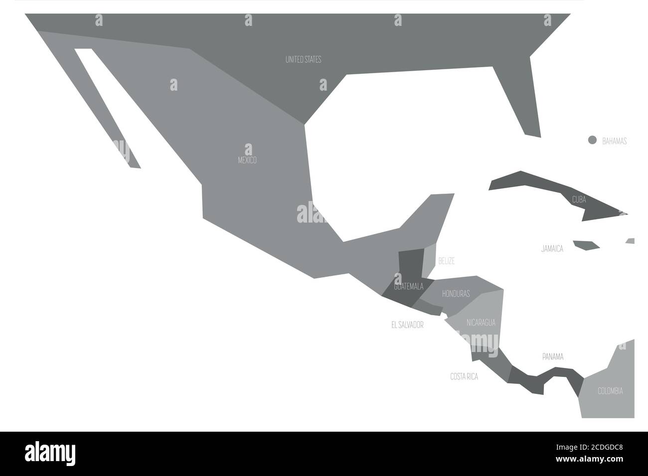 Political map of Mexico and Central Amercia. Simlified schematic flat ...