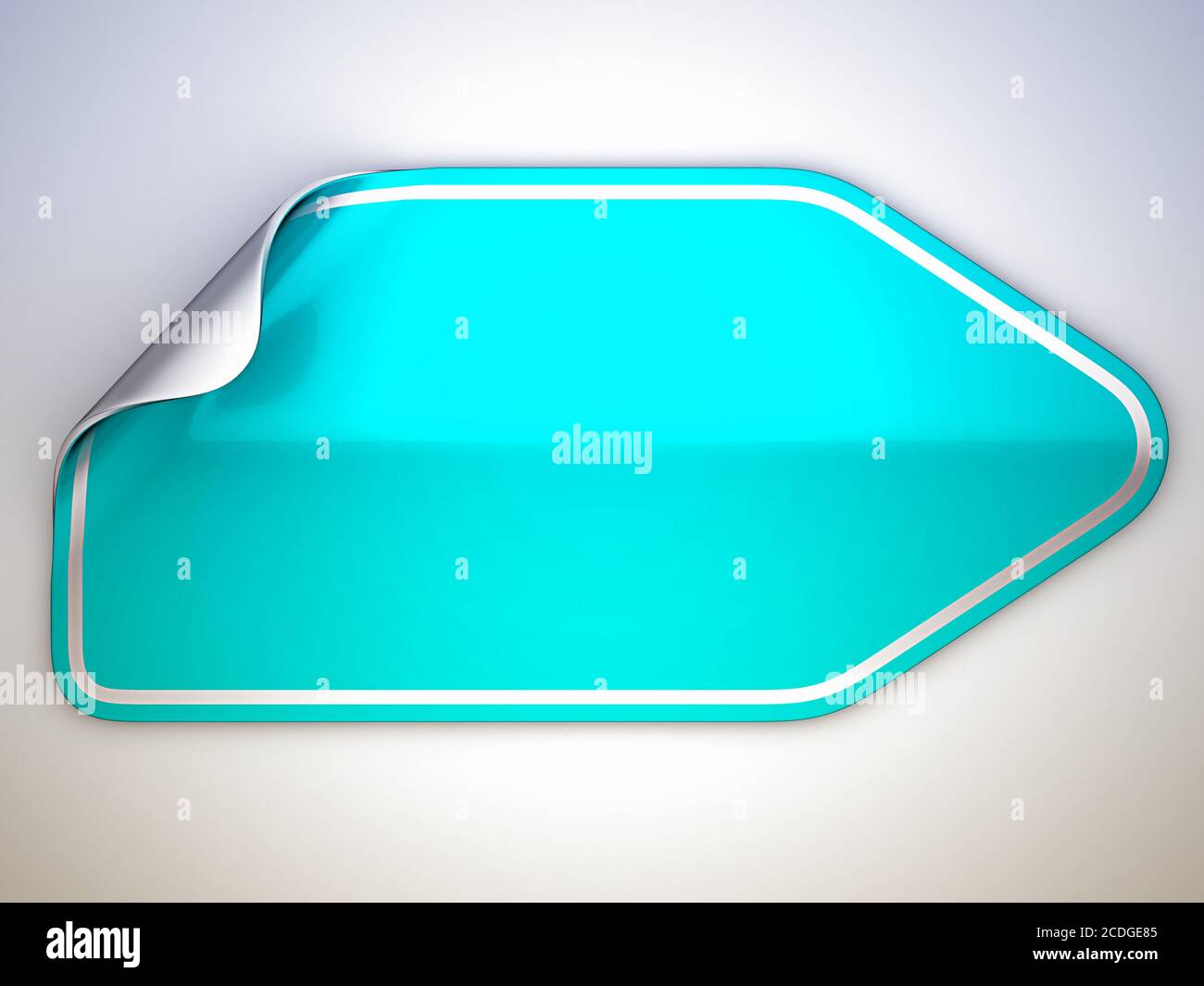 Turquoise bent sticker or label Stock Photo - Alamy
