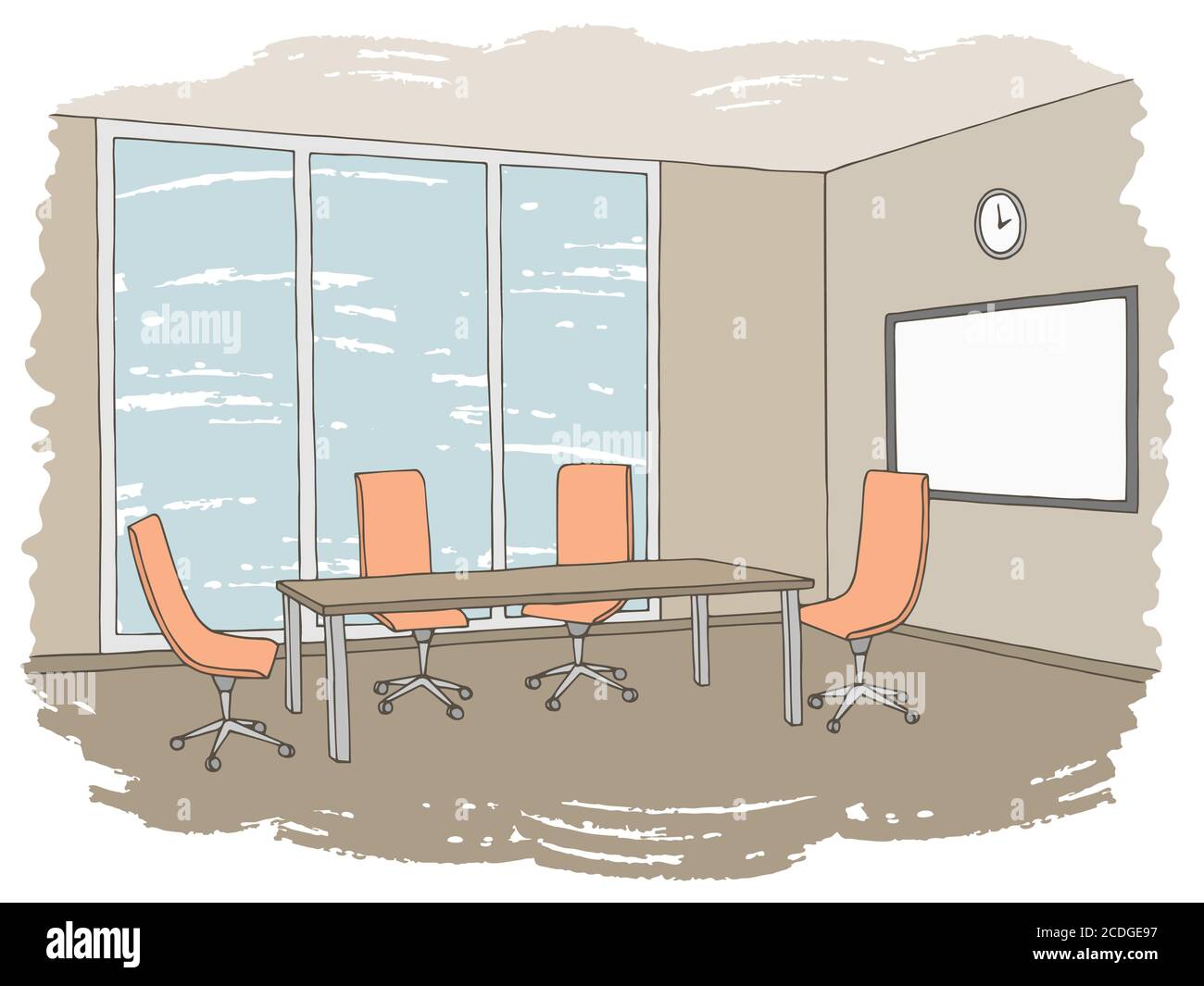 Office meeting room graphic color interior sketch illustration vector ...