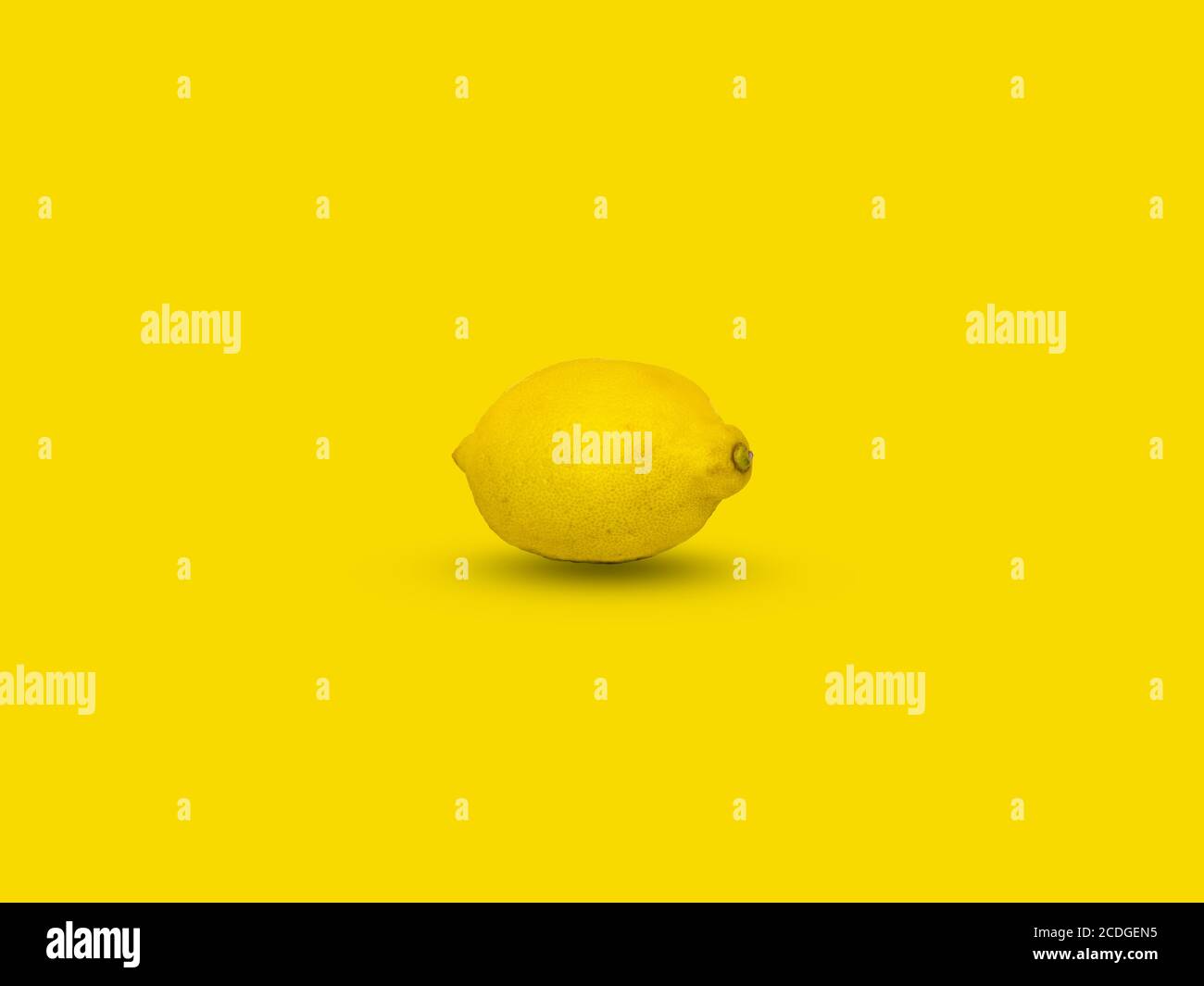 one 3d lemon isolated on bright yellow minimal background with shadow ...