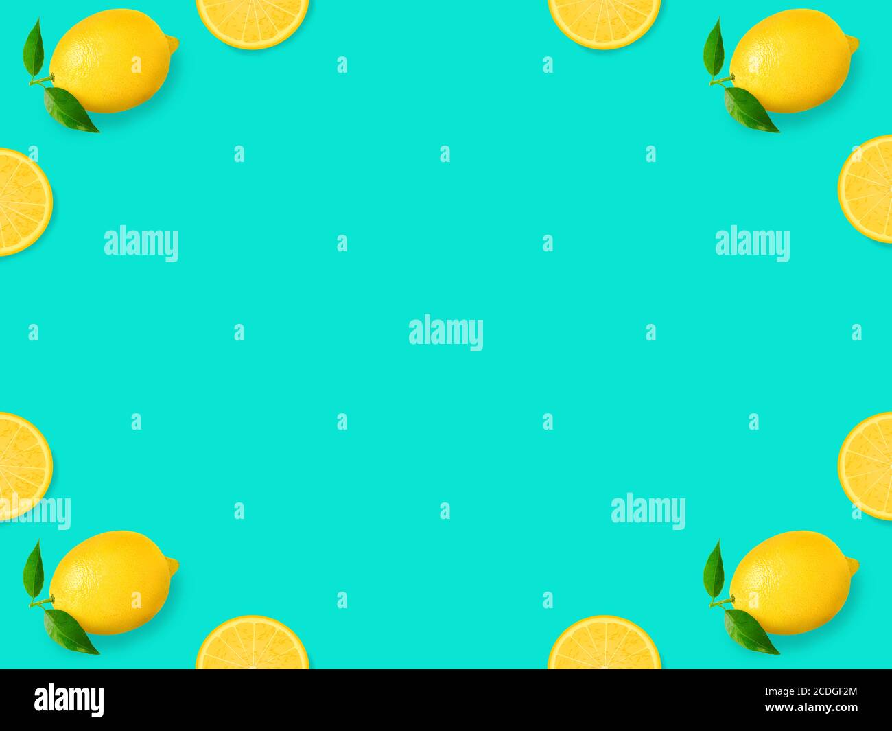 lemons slices creative minimal turquoise background color with free ...