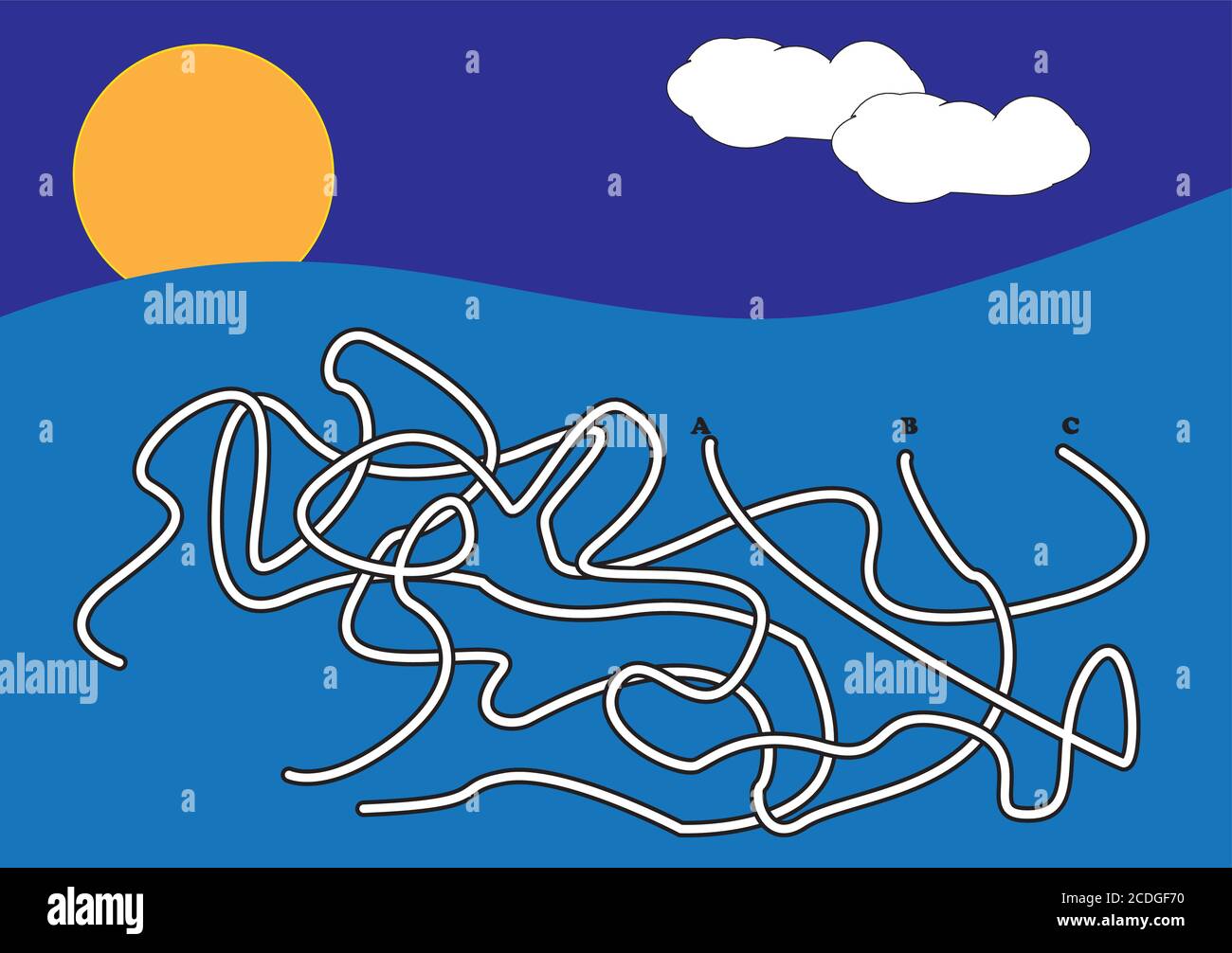 A generic children's vector illustration simple maze game for magazine ...