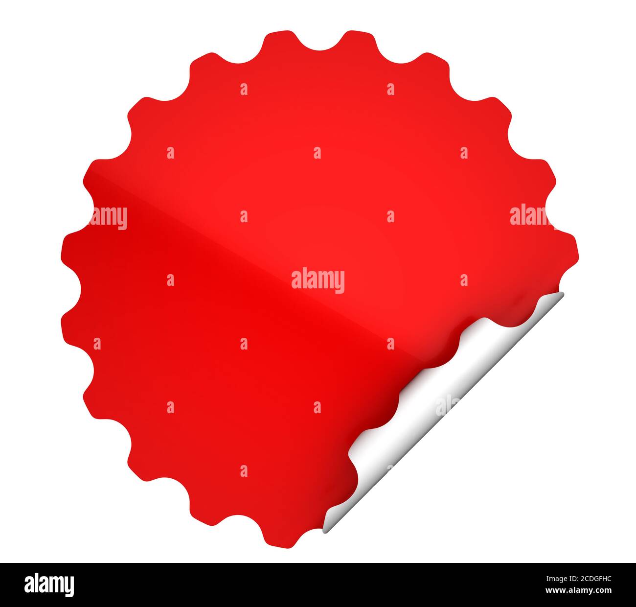 Red round bent sticker or label Stock Photo - Alamy