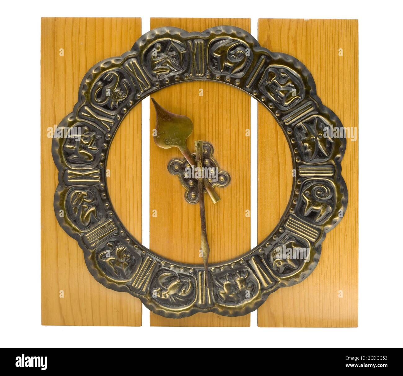 Old wall wooden clock isolated Stock Photo - Alamy
