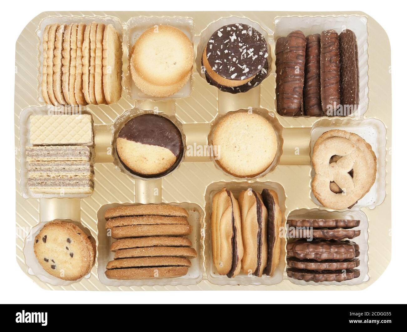 Container with allsorts chocolate cookies Stock Photo - Alamy