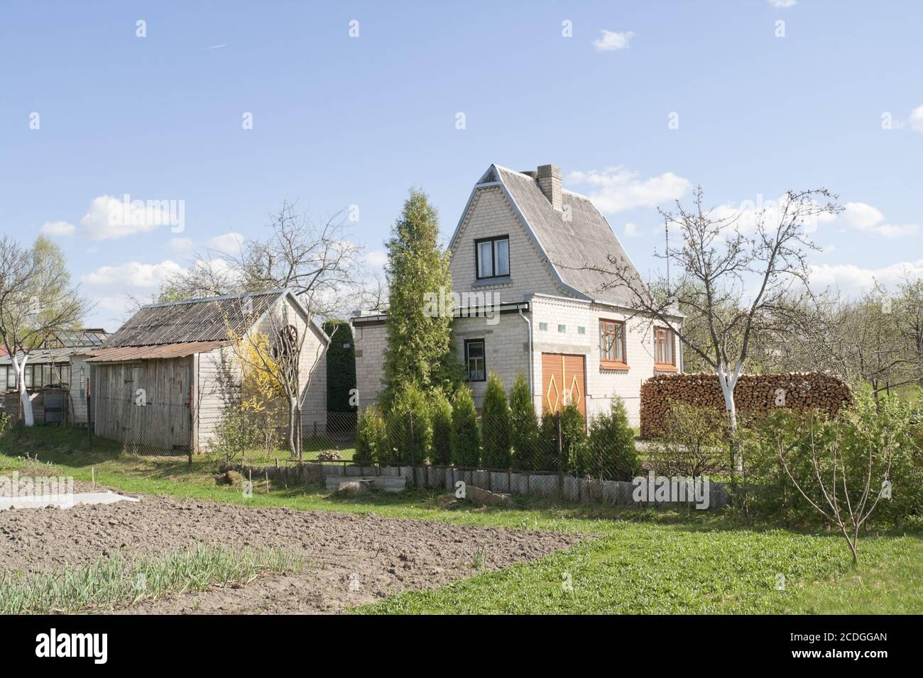 Spring in village Stock Photo - Alamy