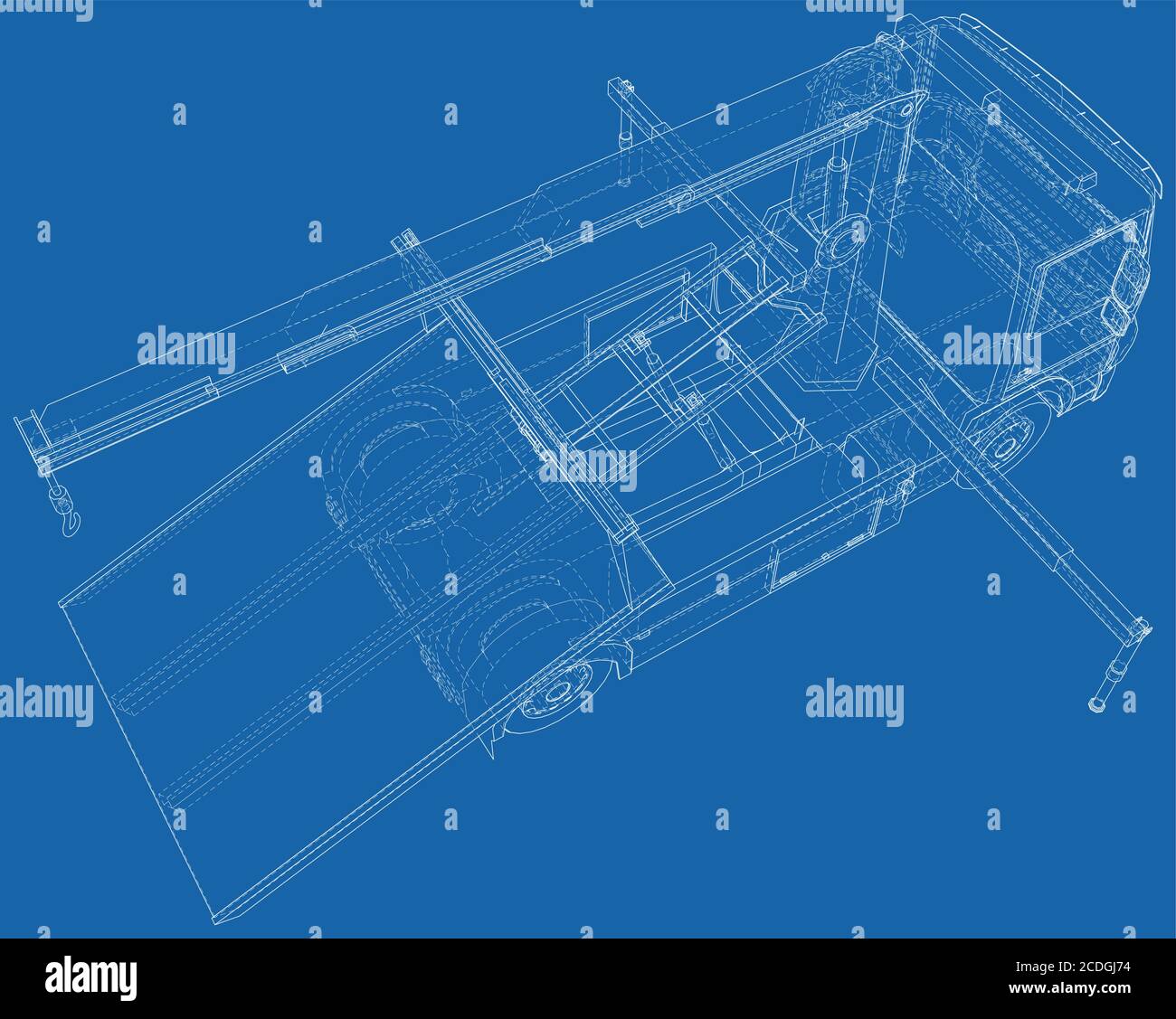 Tow truck vector. Isolated Wire-frame of breakdown lorry. Wire-frame ...