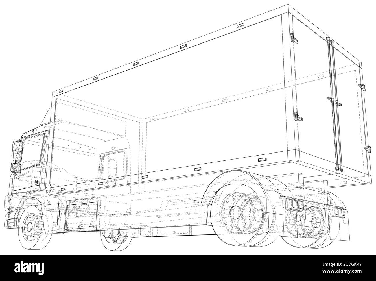 Commercial van truck. Vector Illustration of freight truck. The layers ...