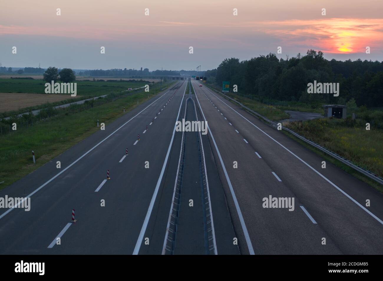 High angle shot of a highway on a beautiful sunset Stock Photo - Alamy