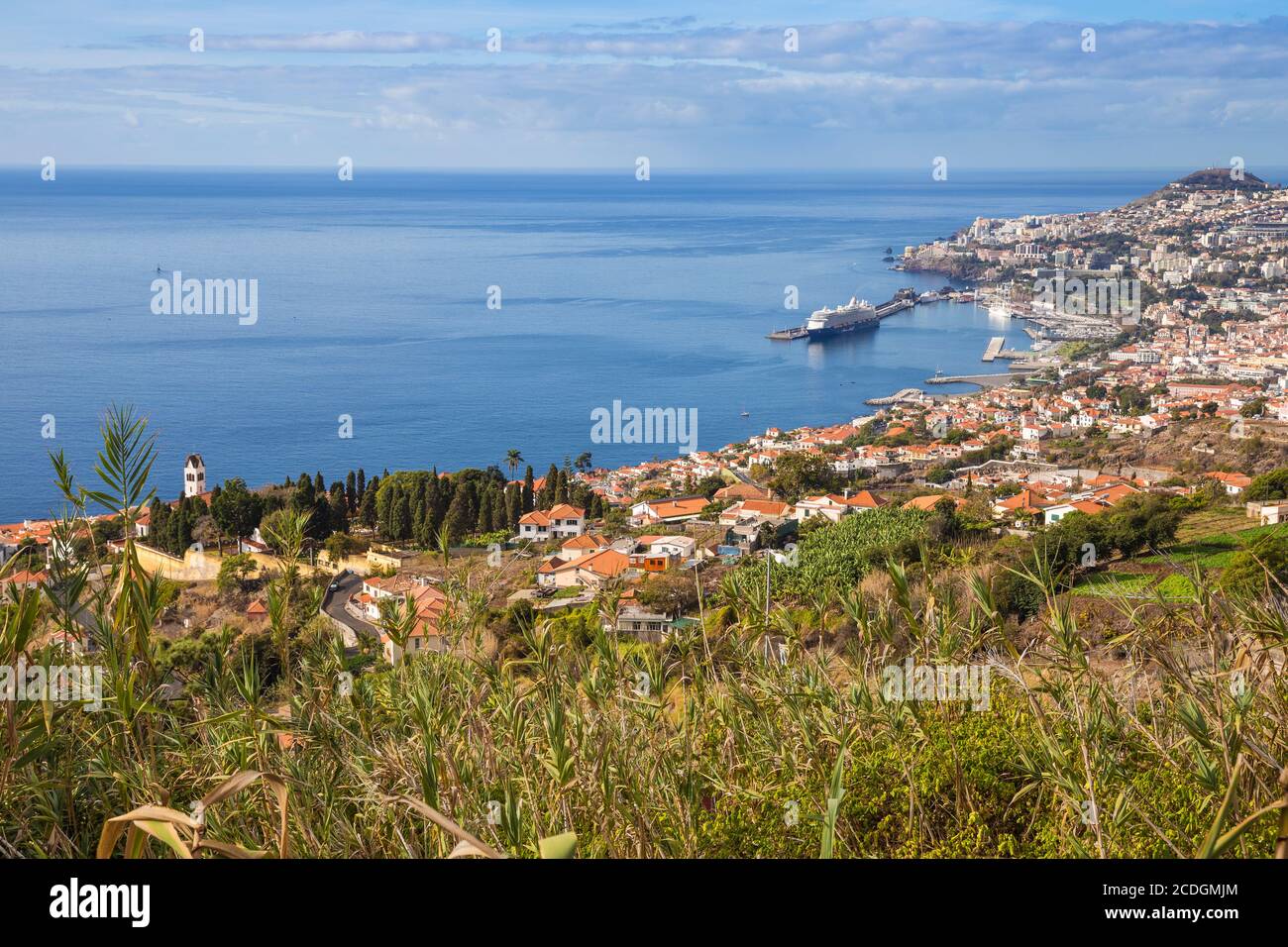 Portugal, Madeira, Funchal, View of Funchal looking towards harbour ...
