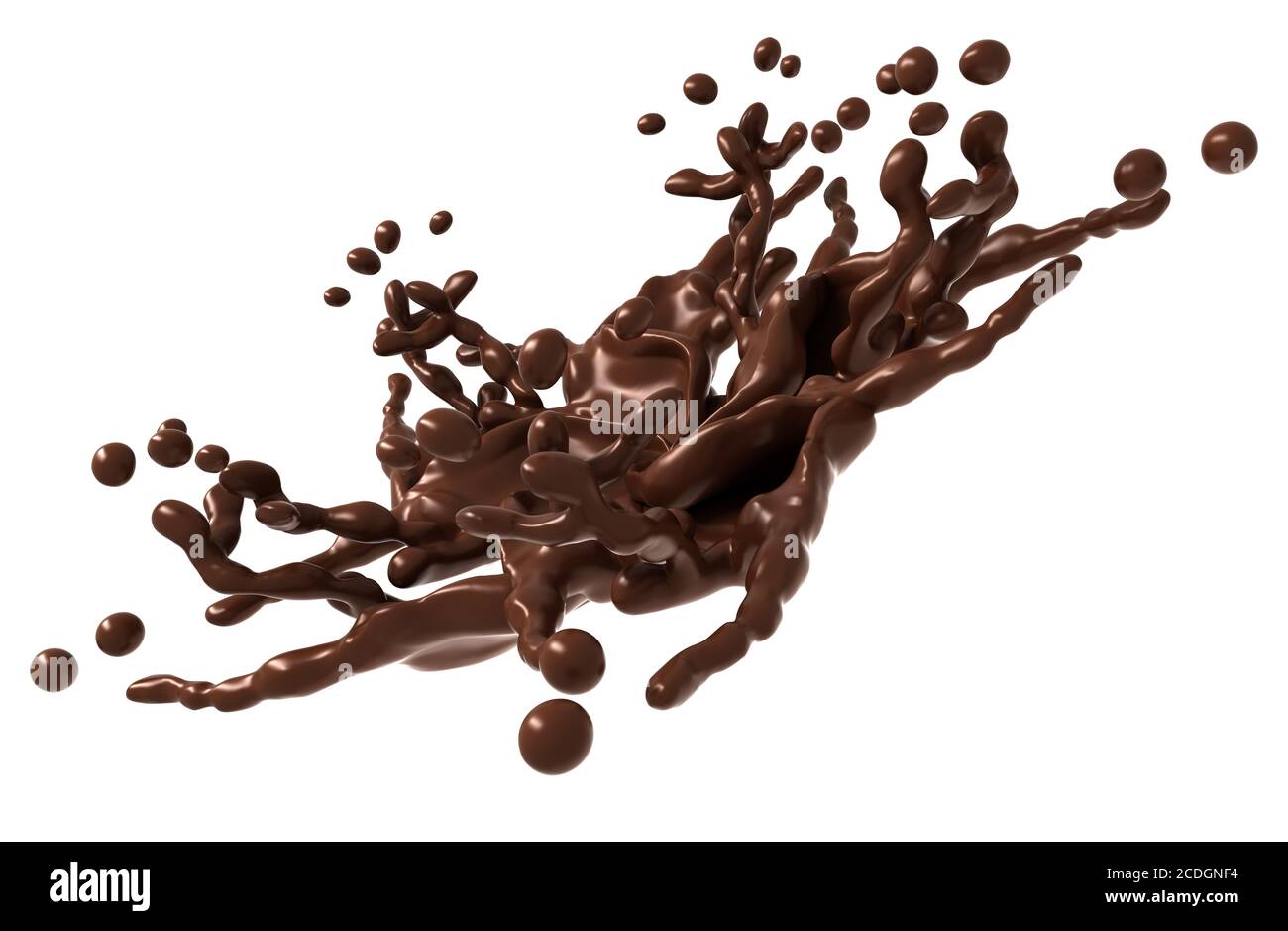 Splashing shape: Liquid chocolate with drops isolated Stock Photo - Alamy