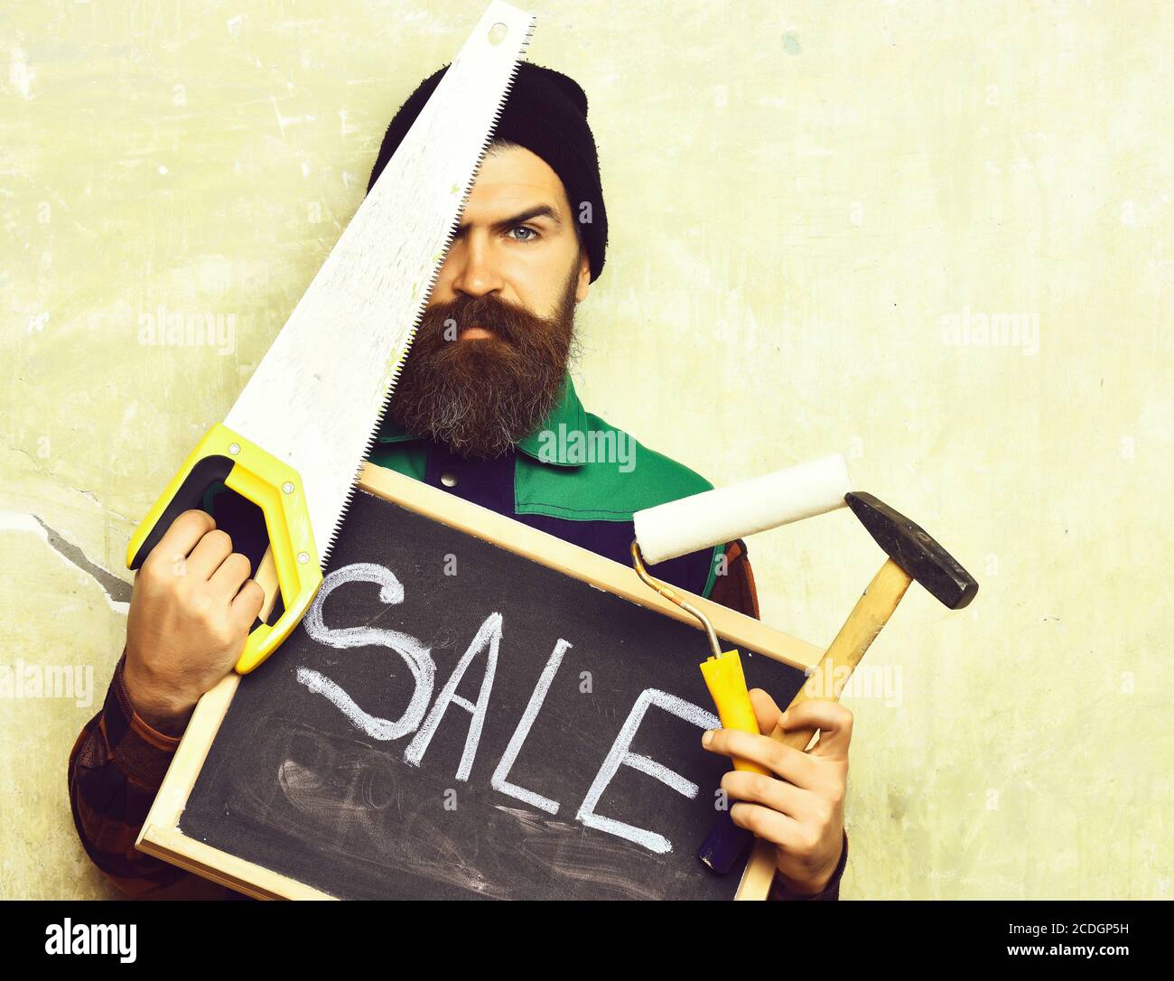 bearded man, long beard, brutal caucasian hipster with moustache ...