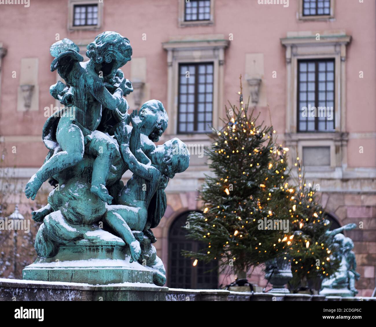 Sculpture of angels at the Royal Palace in Stockholm, Sweden Stock ...