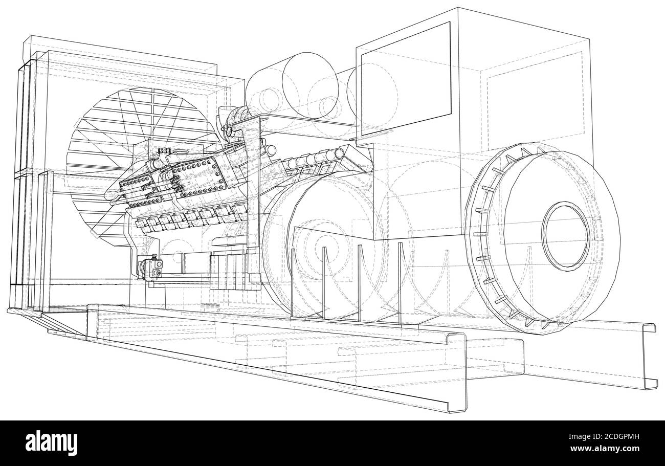 Generator. Diesel and gas industrial electric generator. The layers of ...