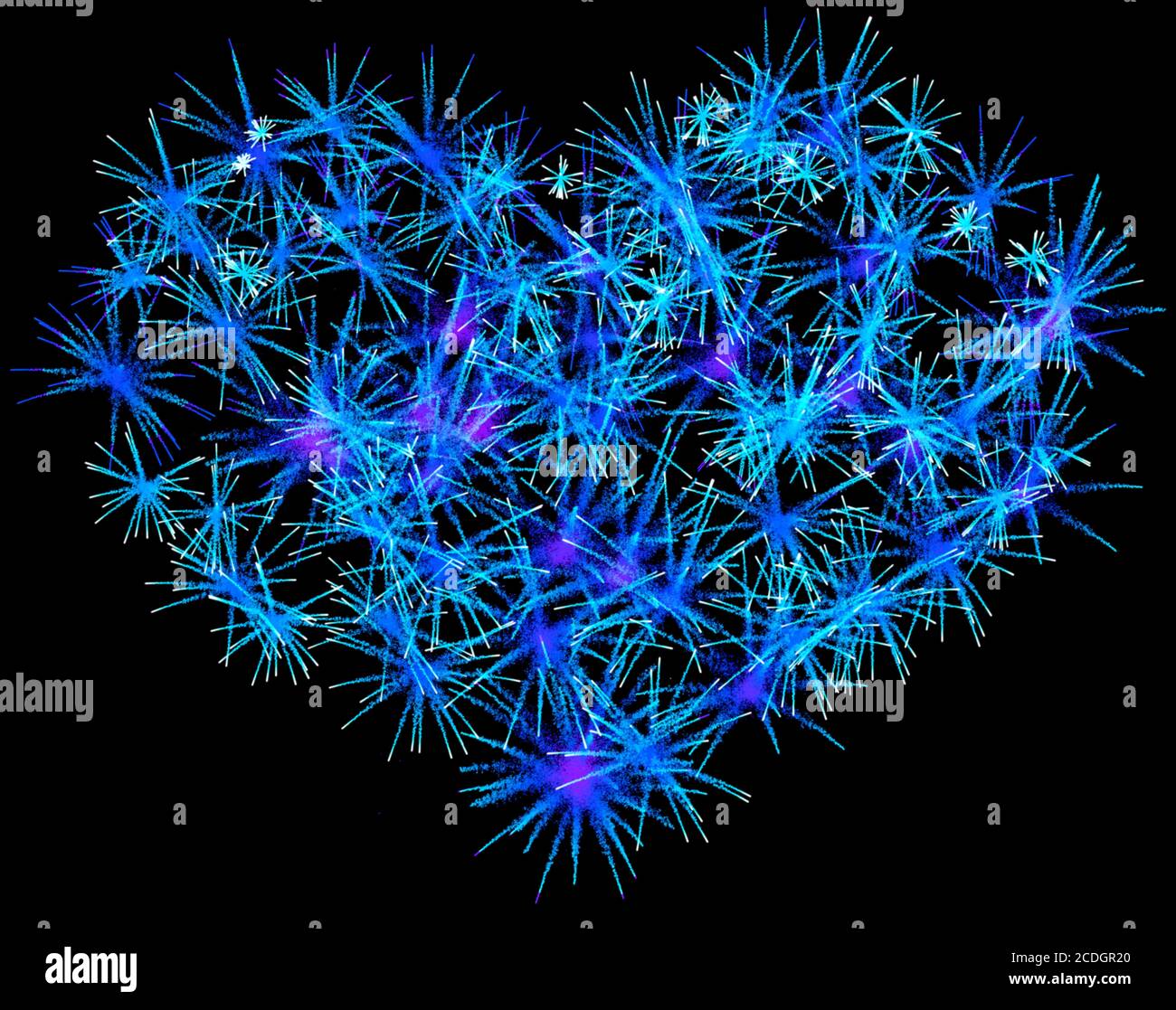 Blue Fireworks heart shape for Valentines Day Stock Photo - Alamy