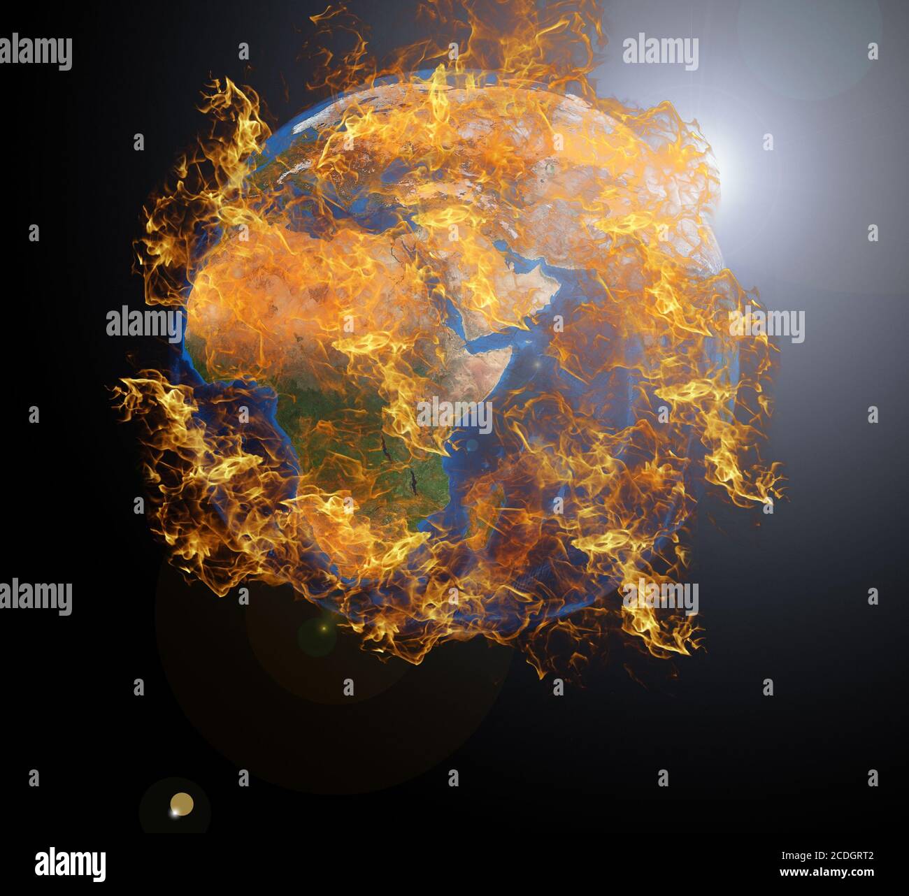 Earth planet at fire Stock Photo - Alamy