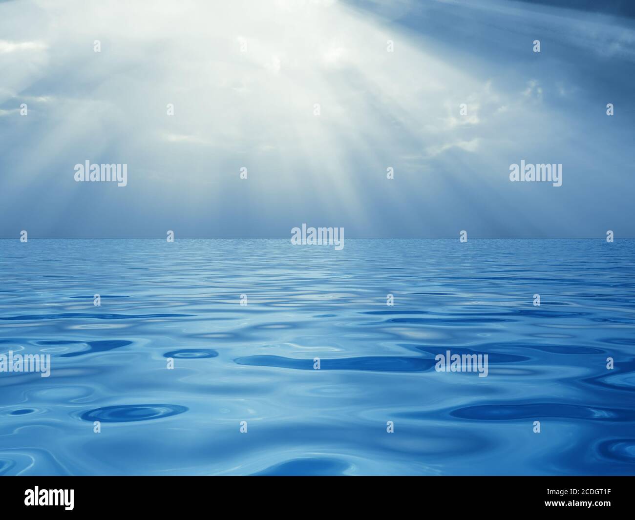 Solar beams breaking through clouds above a quiet Stock Photo - Alamy