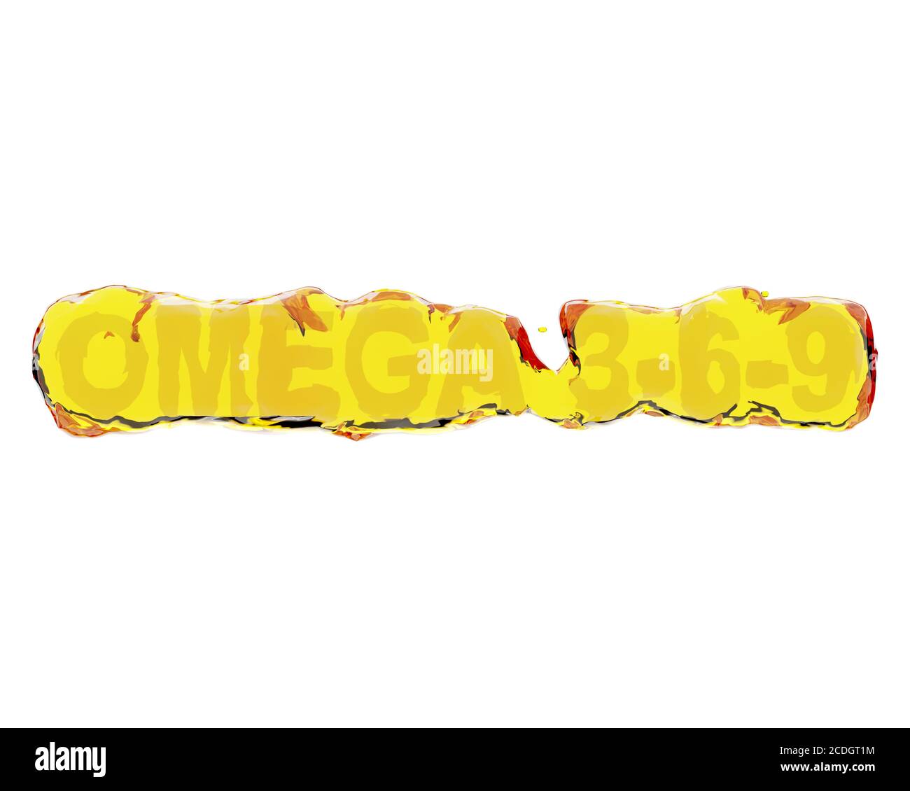 Shiny yellow omega 3-6-9 logo on a white background. 3D rendering Stock ...
