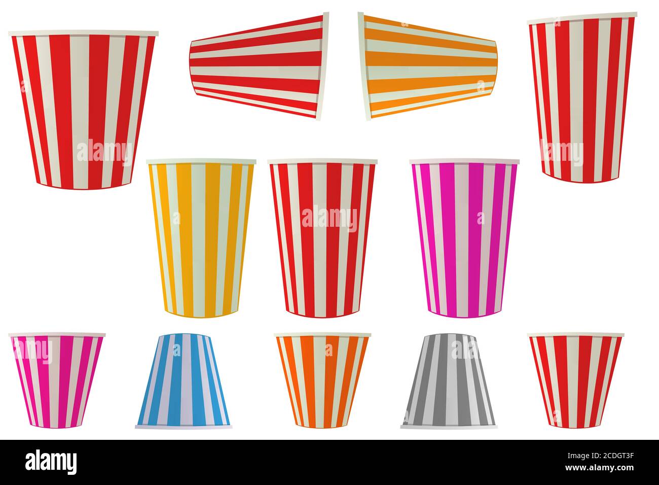 cups of popcorn isolated collection on white background full colors ...