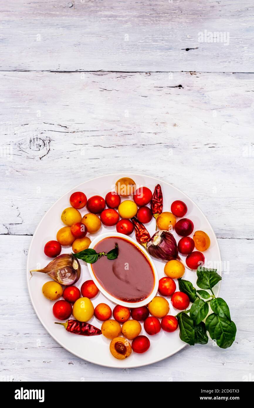 Tkemali Georgian cherry plum sauce with garlic and hot pepper ...