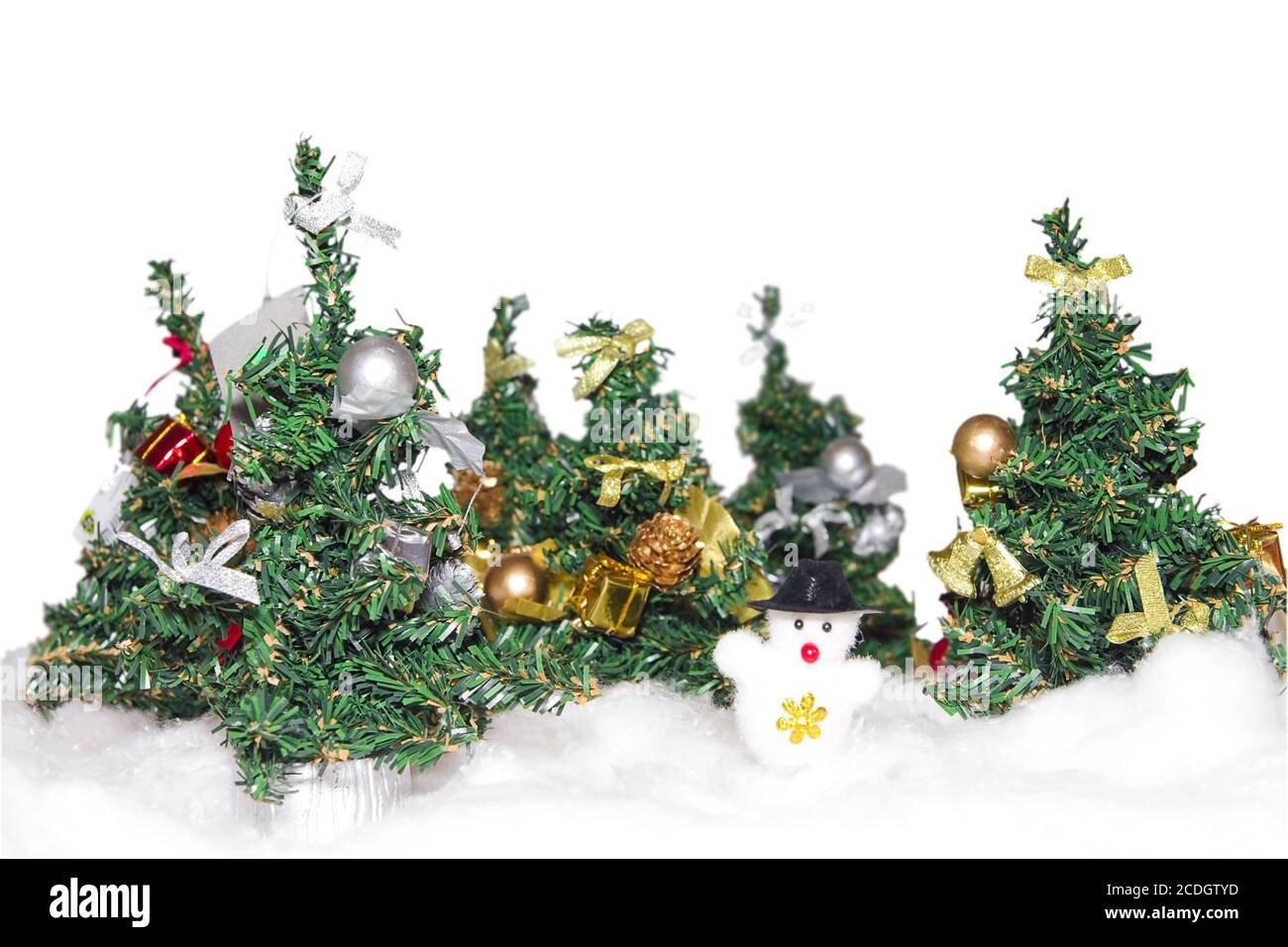 artificial christmas trees of green color with ele Stock Photo - Alamy