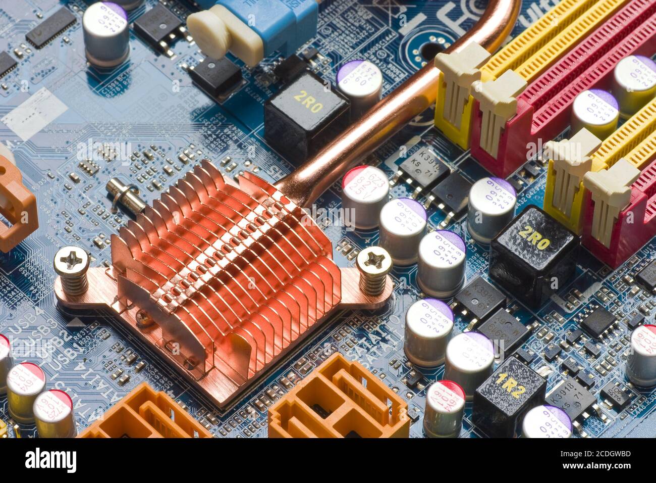 mother-board with the established cooling system Stock Photo - Alamy