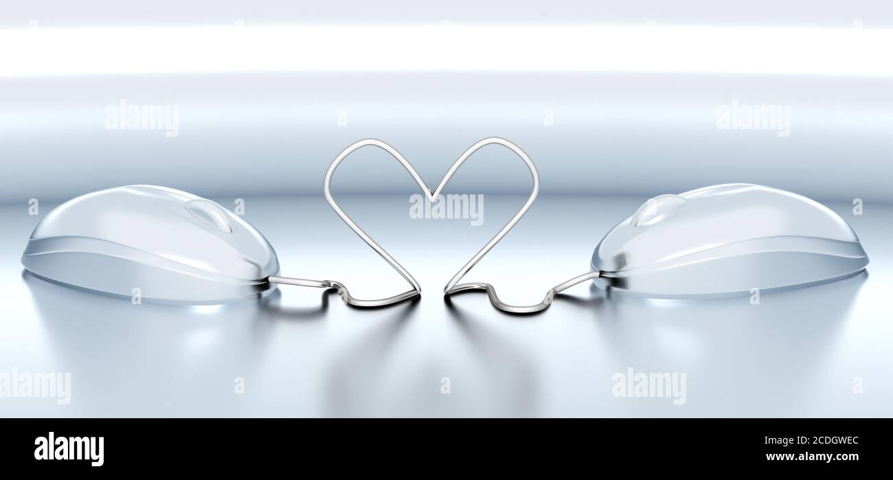 Two metal computer mice connected among themselves Stock Photo - Alamy