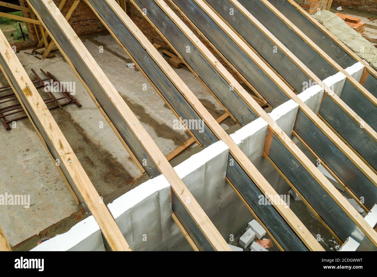 Stainless steel roof structure for future roof under construction ...