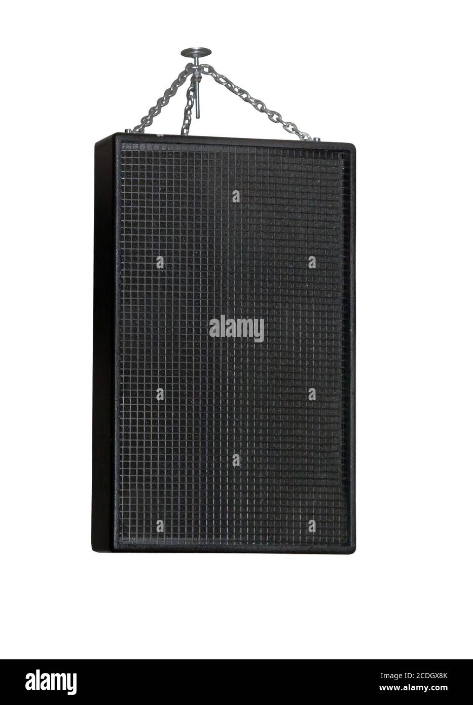 powerful audio system suspended on chains over white Stock Photo - Alamy