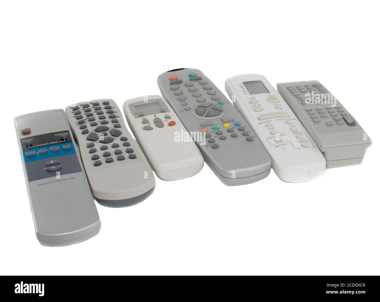 Many remote Control. Isolated over white Stock Photo - Alamy