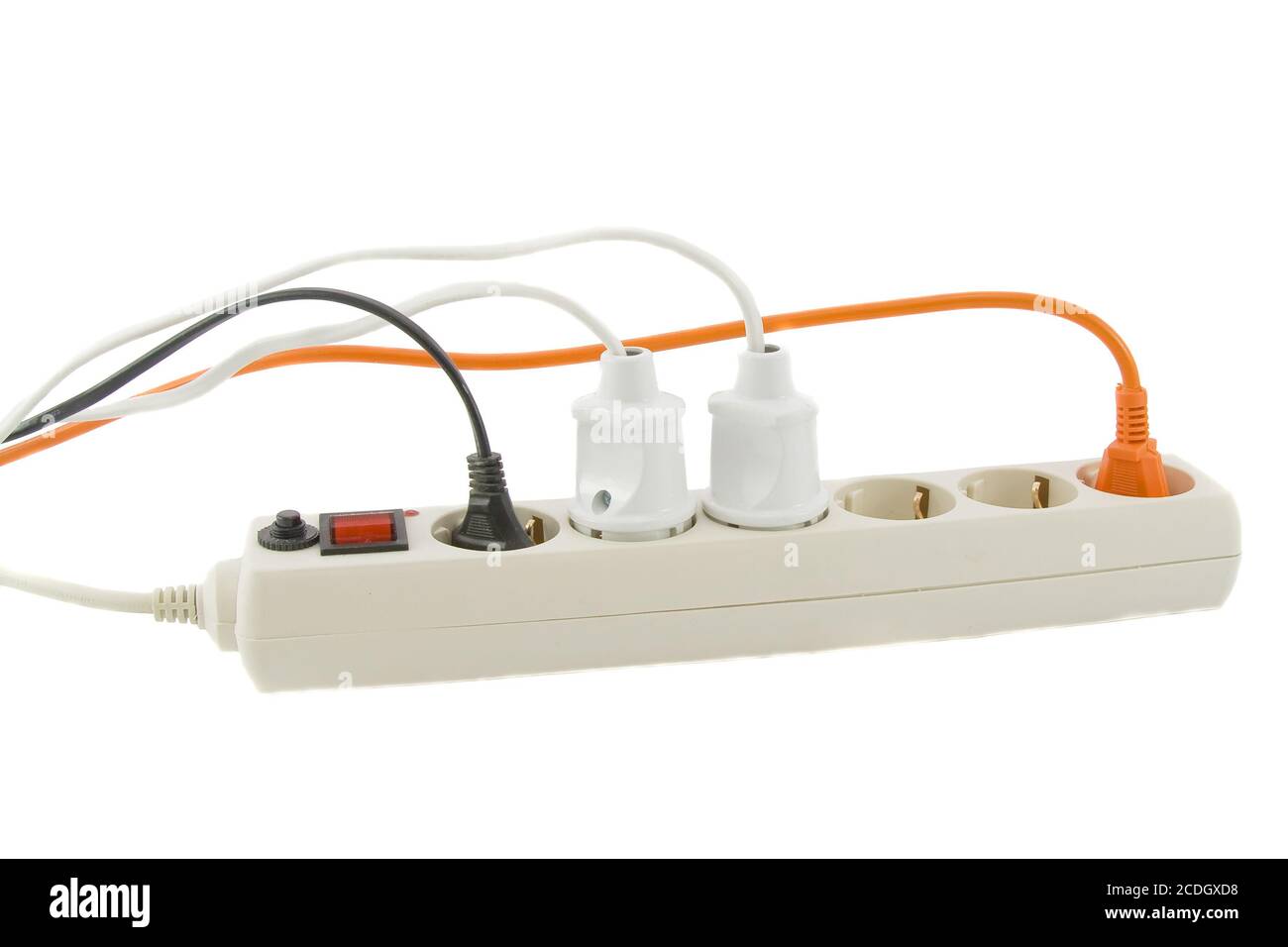 Modern electric extension cord on a white background Stock Photo - Alamy