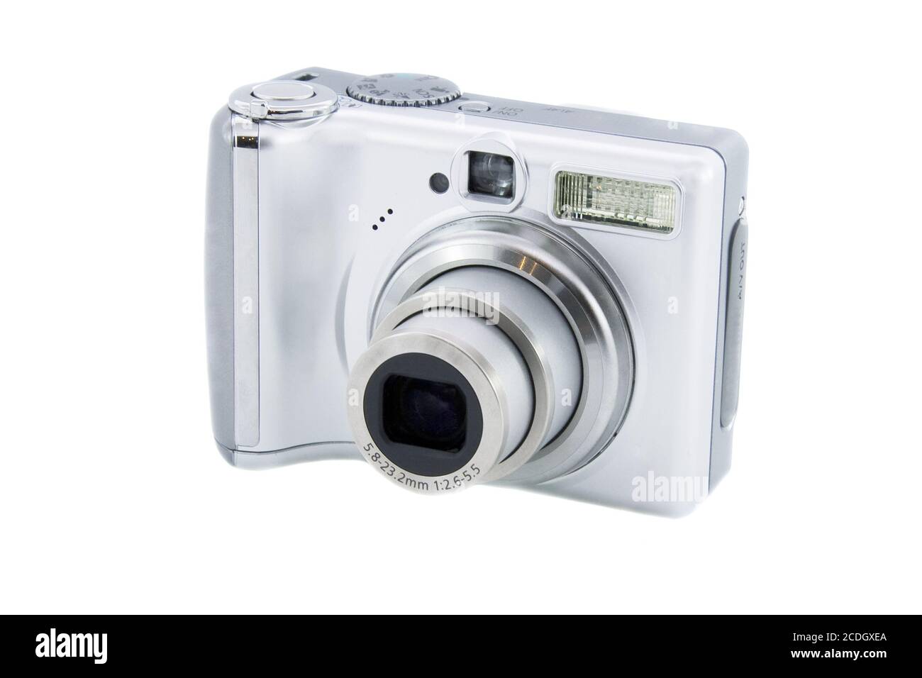 Silver digital camera isolated over white background Stock Photo - Alamy