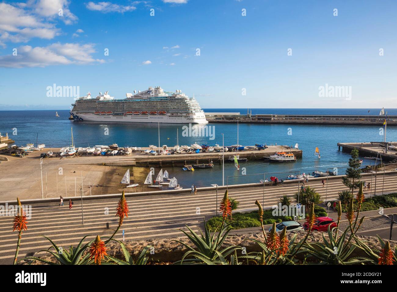 Portugal, Madeira, Funchal, View of Cruise ship in harbour Stock Photo ...