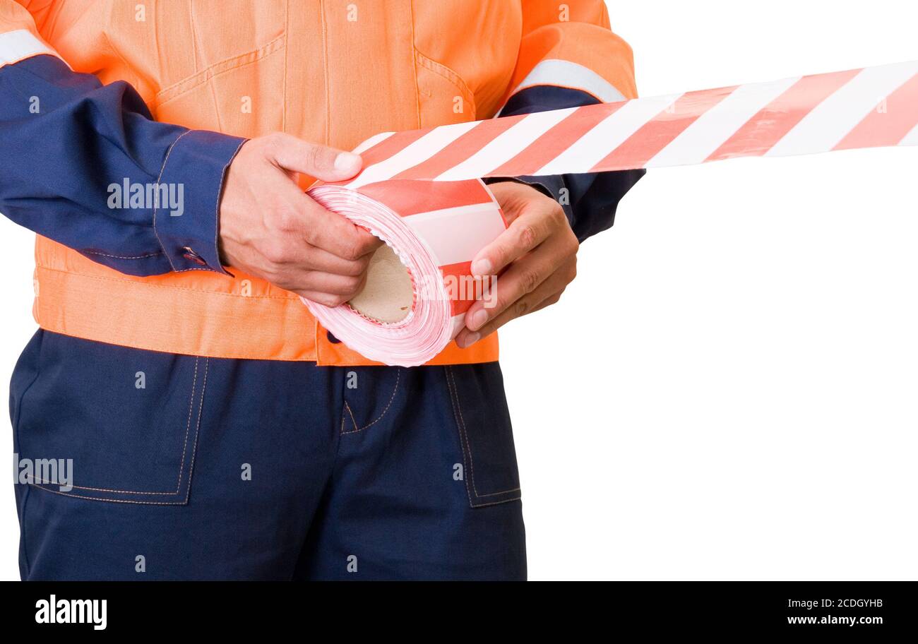 stretch warning tape Stock Photo - Alamy