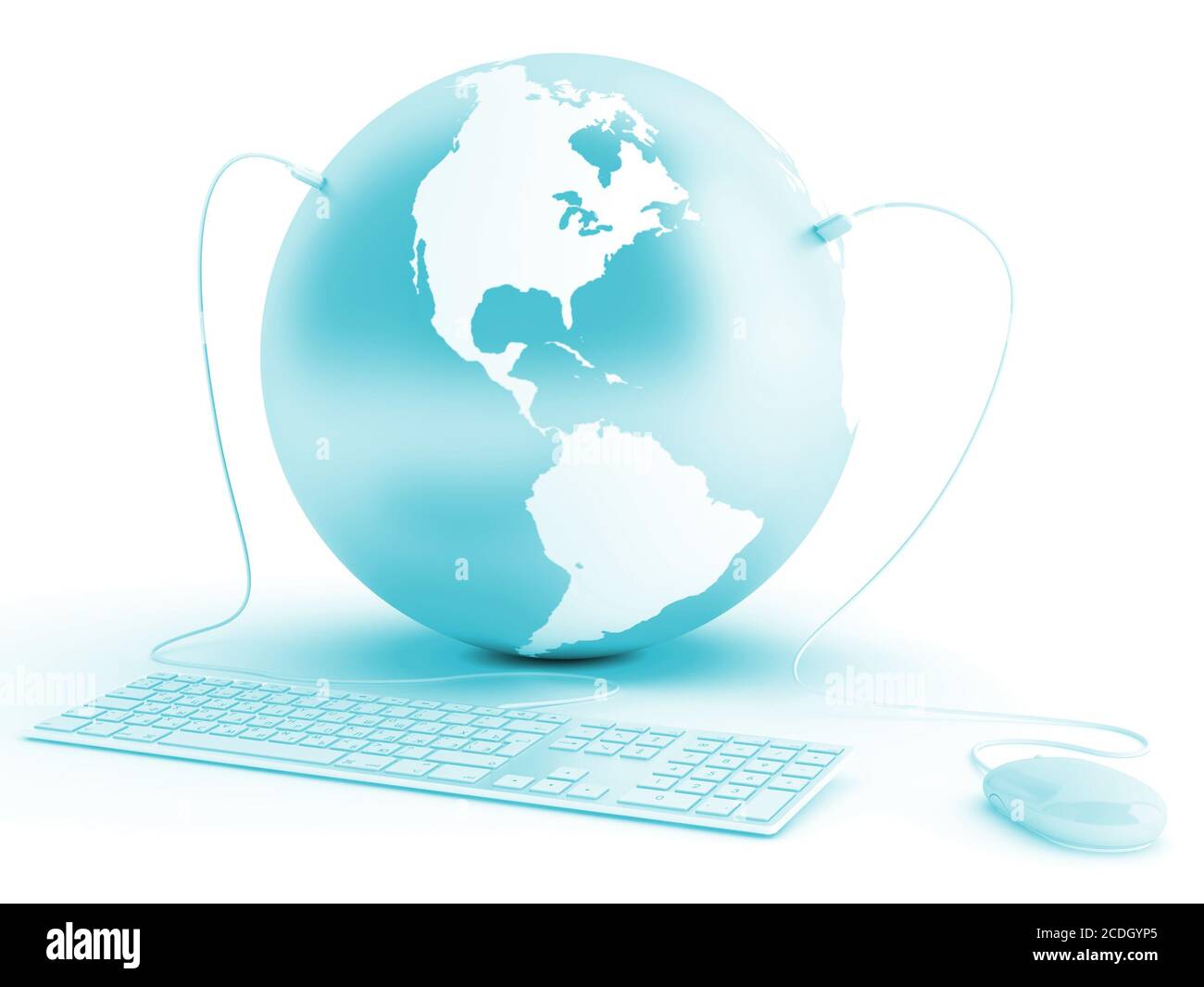 earth connected with keyboard and mouse Stock Photo - Alamy
