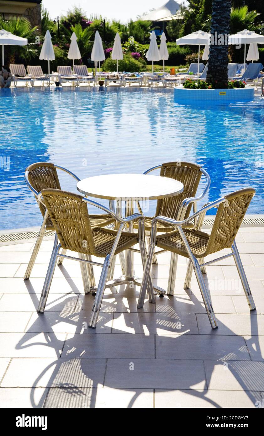 White pool chairs hi-res stock photography and images - Alamy
